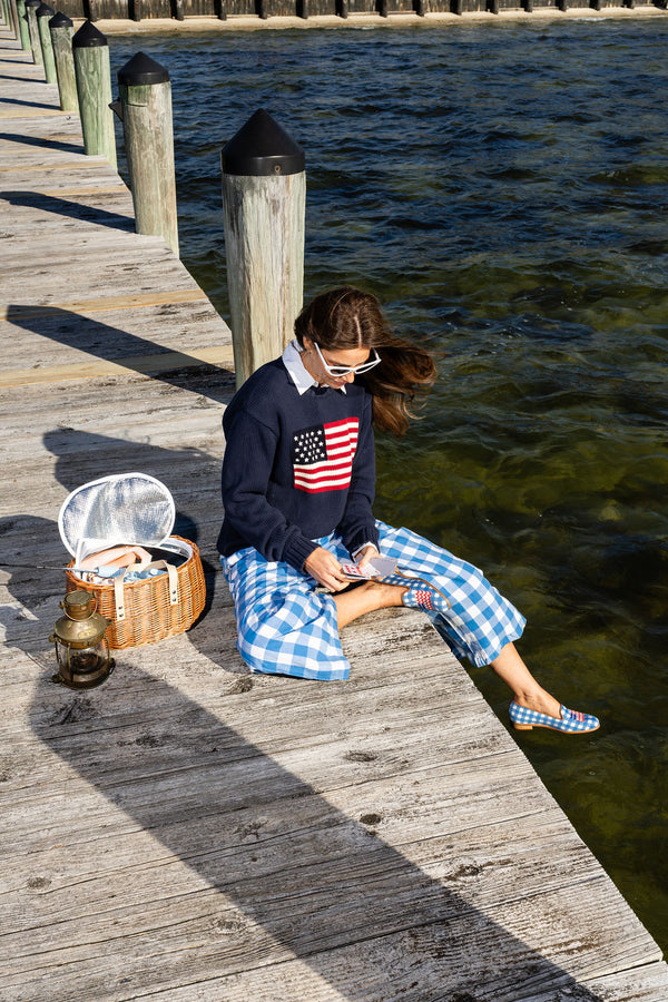 By Paige Women’s Needlepoint Loafer in Preppy Flag in Red, White & Blue